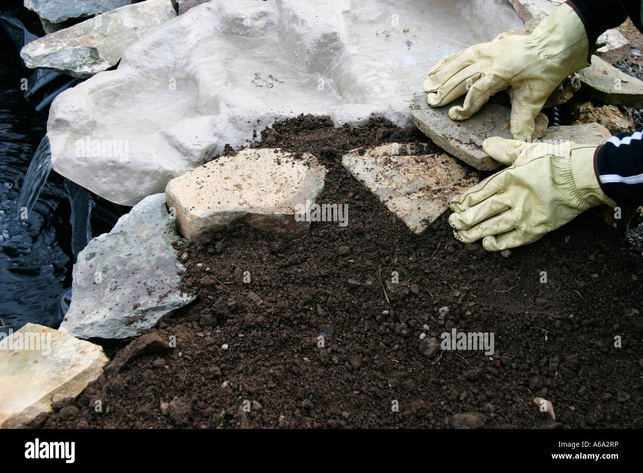 BUILDING A WATERFALL STEP 16 BACK FILL WITH SOIL IN PREPARATION FOR ...