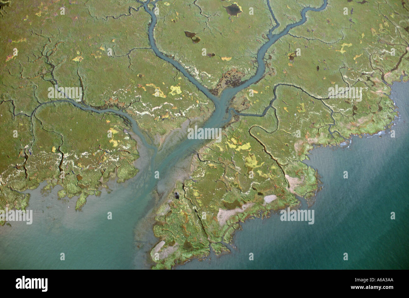 Aerial View Of Solent Salting Nature Reserve Hampshire UK Stock Photo ...