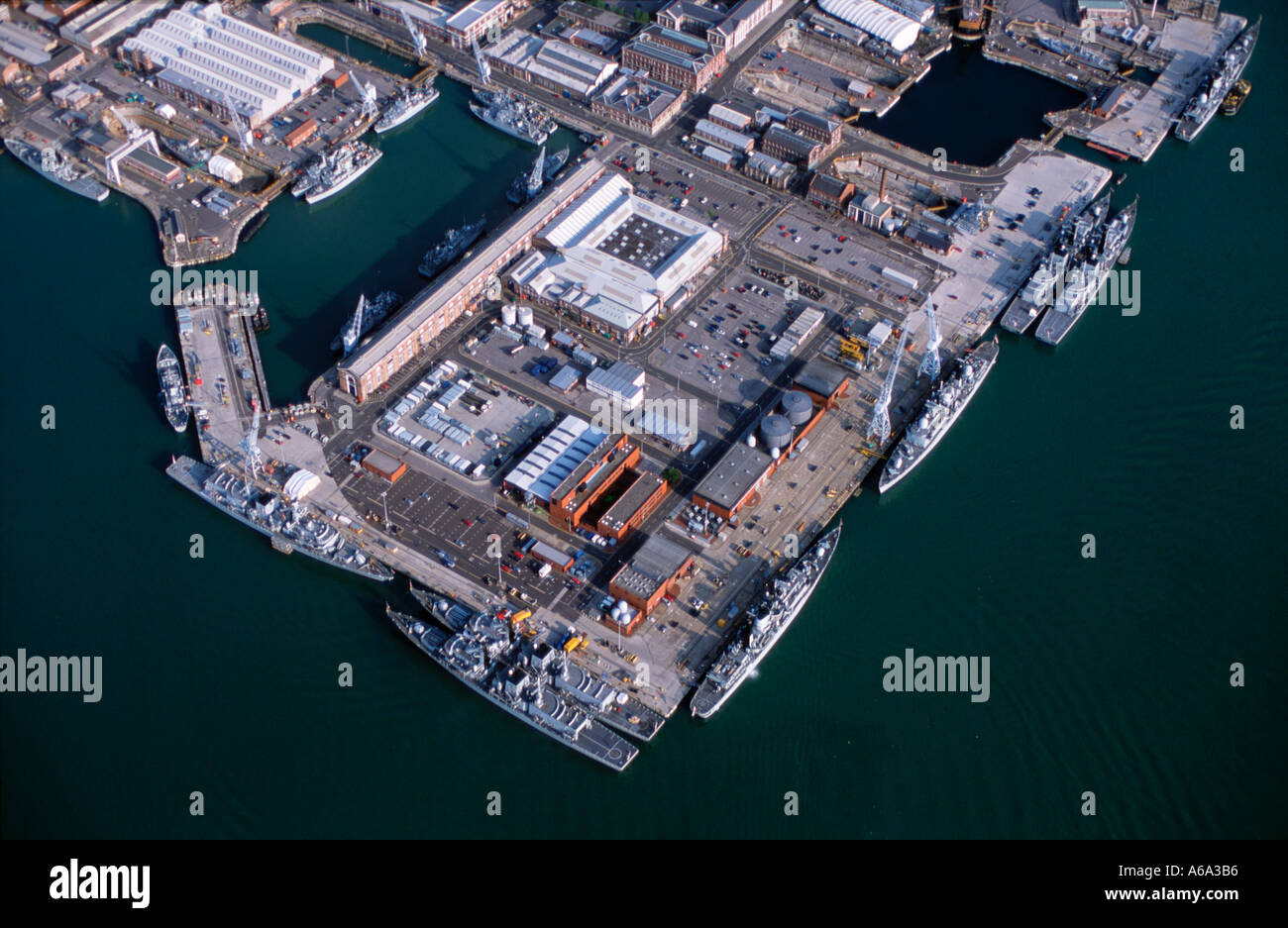 Aerial View of British Naval Base Portsmouth UK showing Type 23 ...