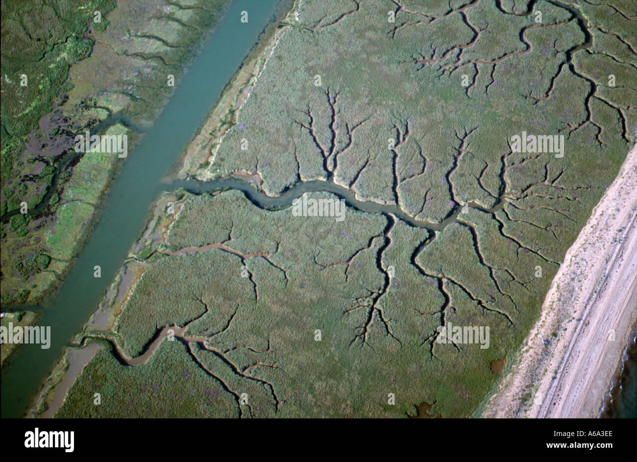 Aerial View Of Solent Salting Nature Reserve Hampshire UK Stock Photo ...