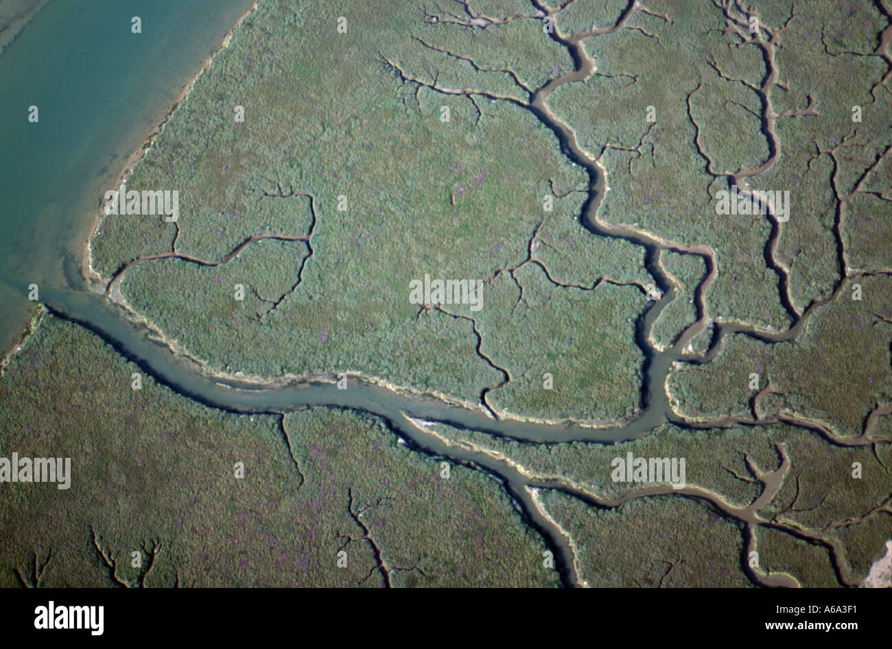 Aerial View Of Solent Salting Nature Reserve Hampshire UK Stock Photo ...