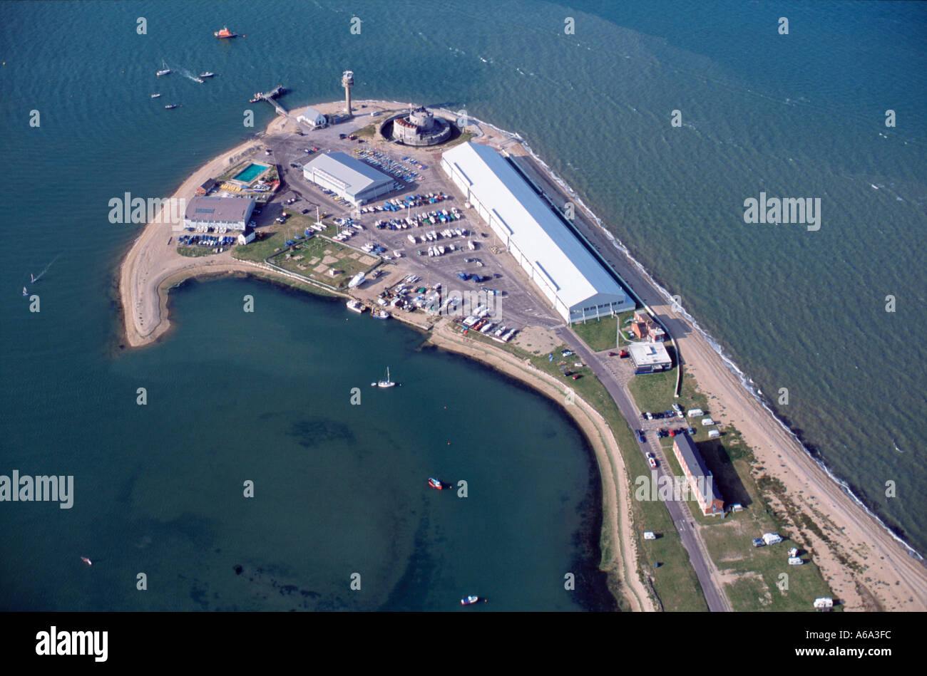 Aerial View Of Calshot Castle Tower and Activity Centre Hampshire UK ...