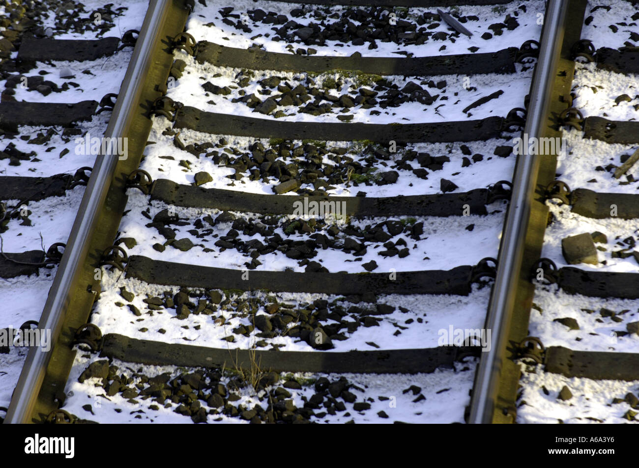 winter snow railway tracks line rail deutschebahn wintry cold Stock ...