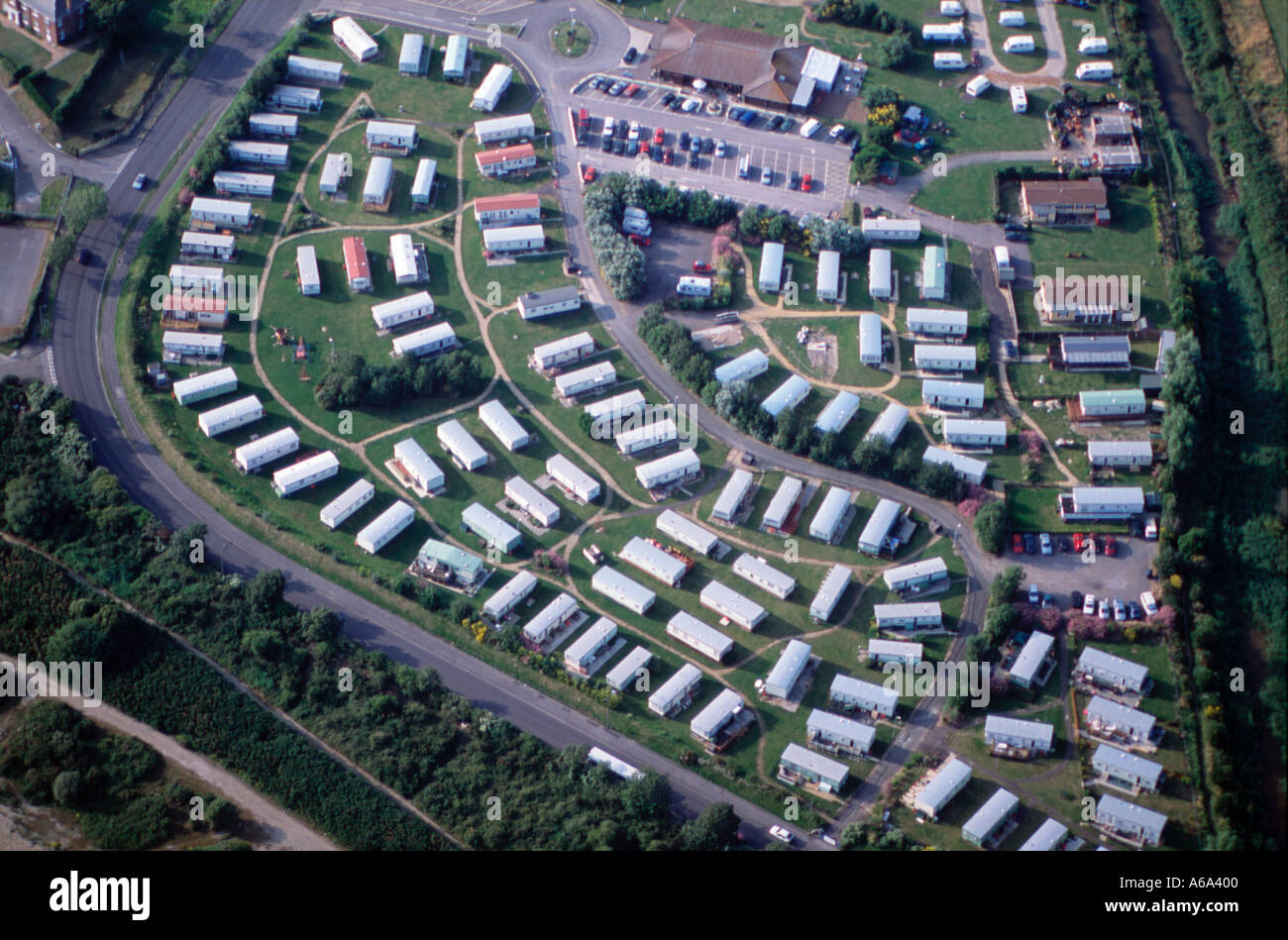 Aerial View of Trailer Park Hampshire UK Stock Photo - Alamy