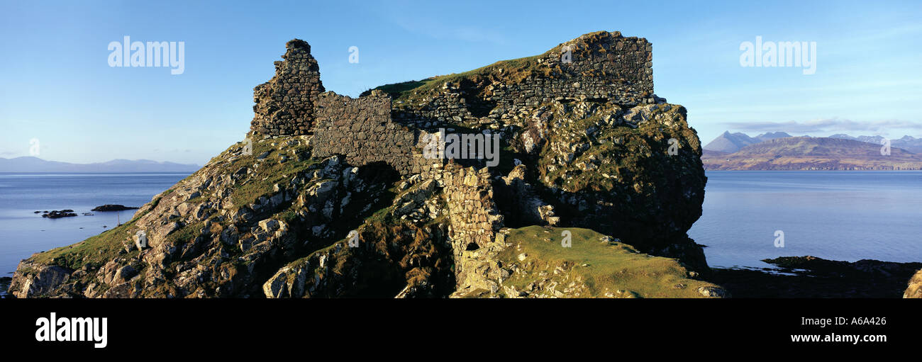 The ruins of Dunscaith Castle Sleat Isle of Skye Scottish Highlands ...