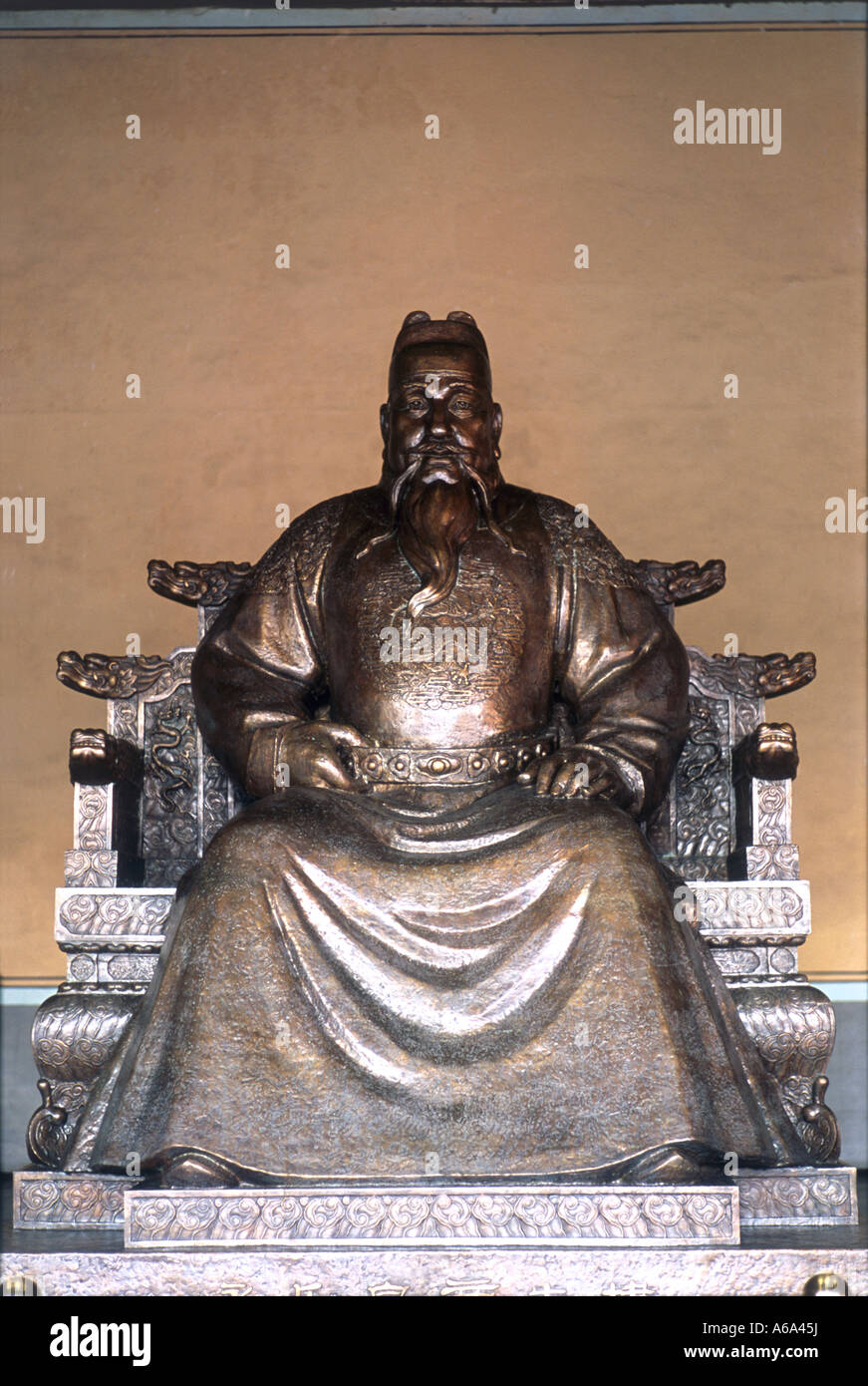 China, Beijing, Chang Ling, Statue of the Yongle Emperor, bronze figure ...