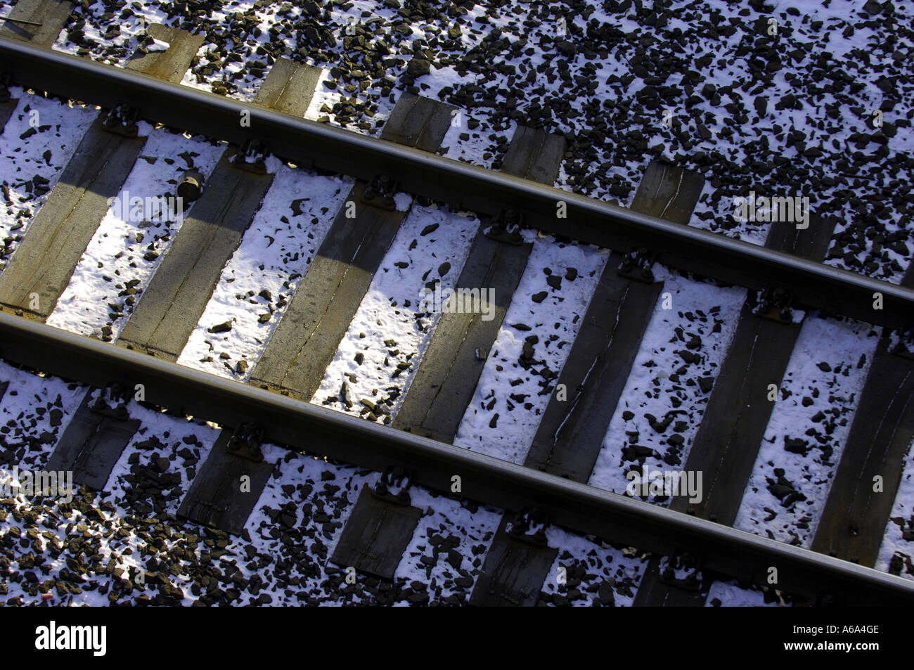winter snow railway tracks line rail deutschebahn wintry cold Stock ...