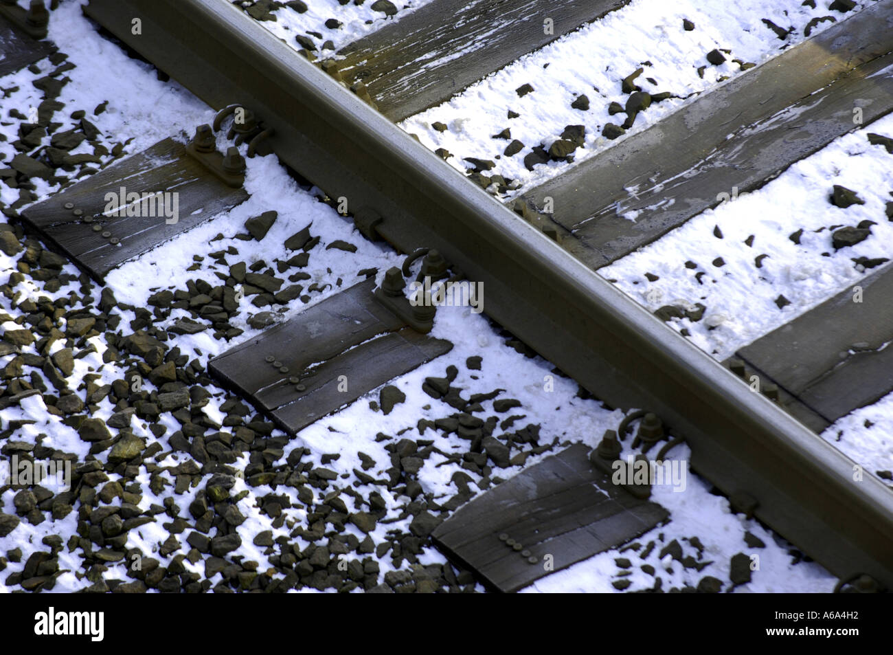 winter snow railway tracks line rail deutschebahn wintry cold Stock ...