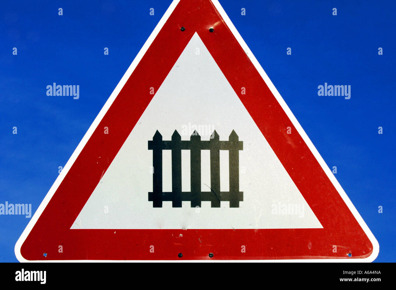 sign level crossing rail trains warning gate stop halt block blockage ...