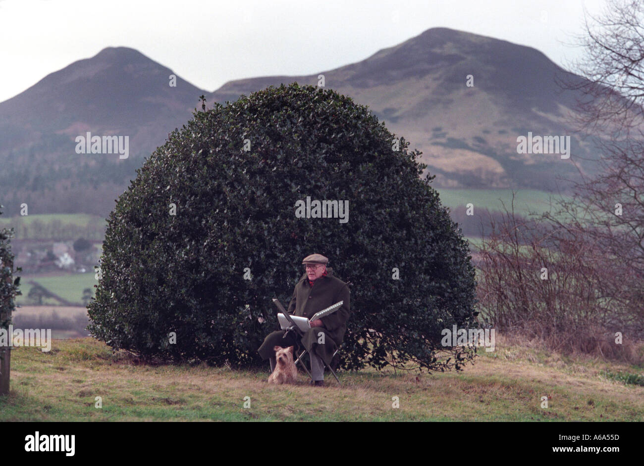 Lord Haig of Bemersyde Painting one of his landscapes near his home in ...