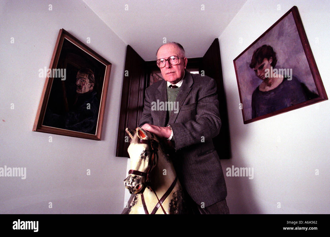 Lord Haig of Bemersyde on rocking horse in home in borders Stock Photo ...