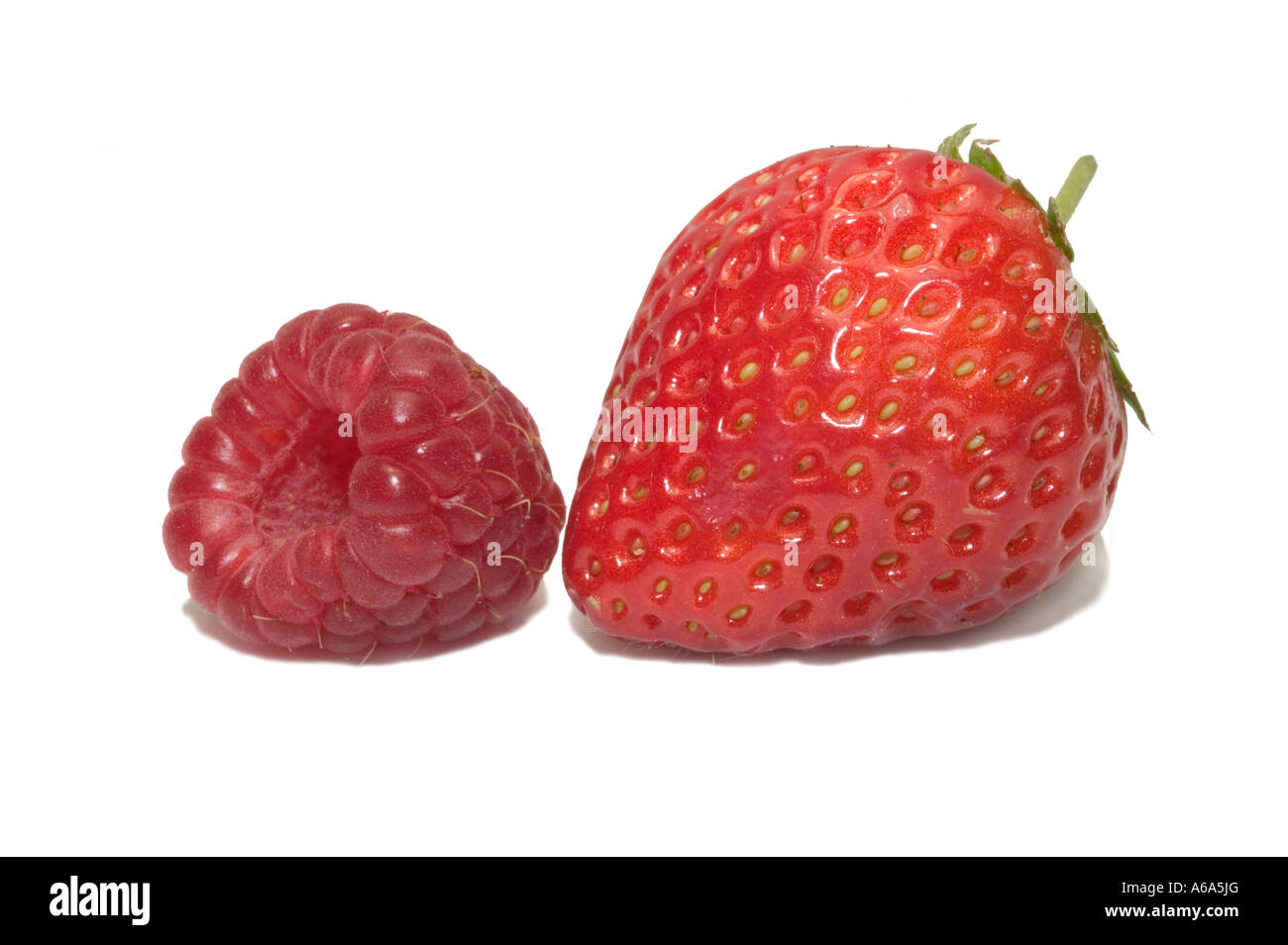 Strawberry and Raspberry Isolated on a white background Stock Photo - Alamy