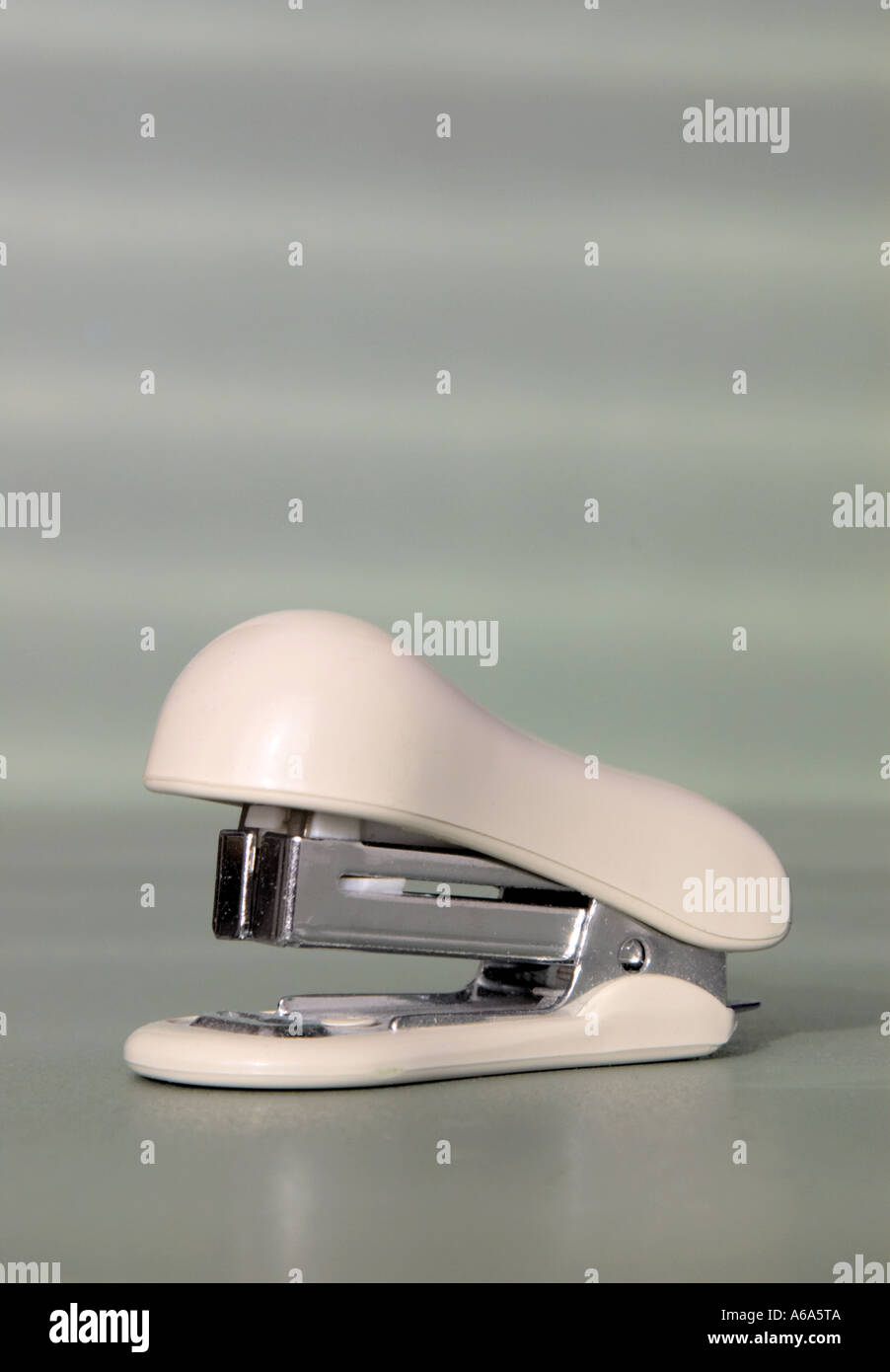 a small white stapler against a green background Stock Photo - Alamy