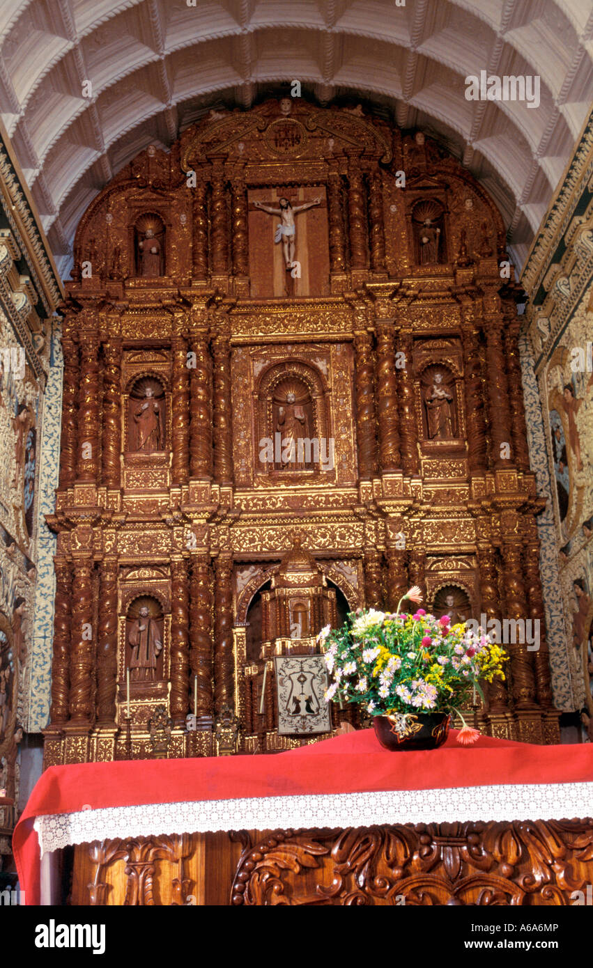 Baroque style Altar of the chapel at Rachol Seminary Salcete Goa India ...
