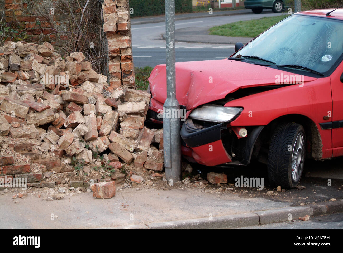 Car crash wall rta, road, traffic, accident, drink drive Stock Photo ...