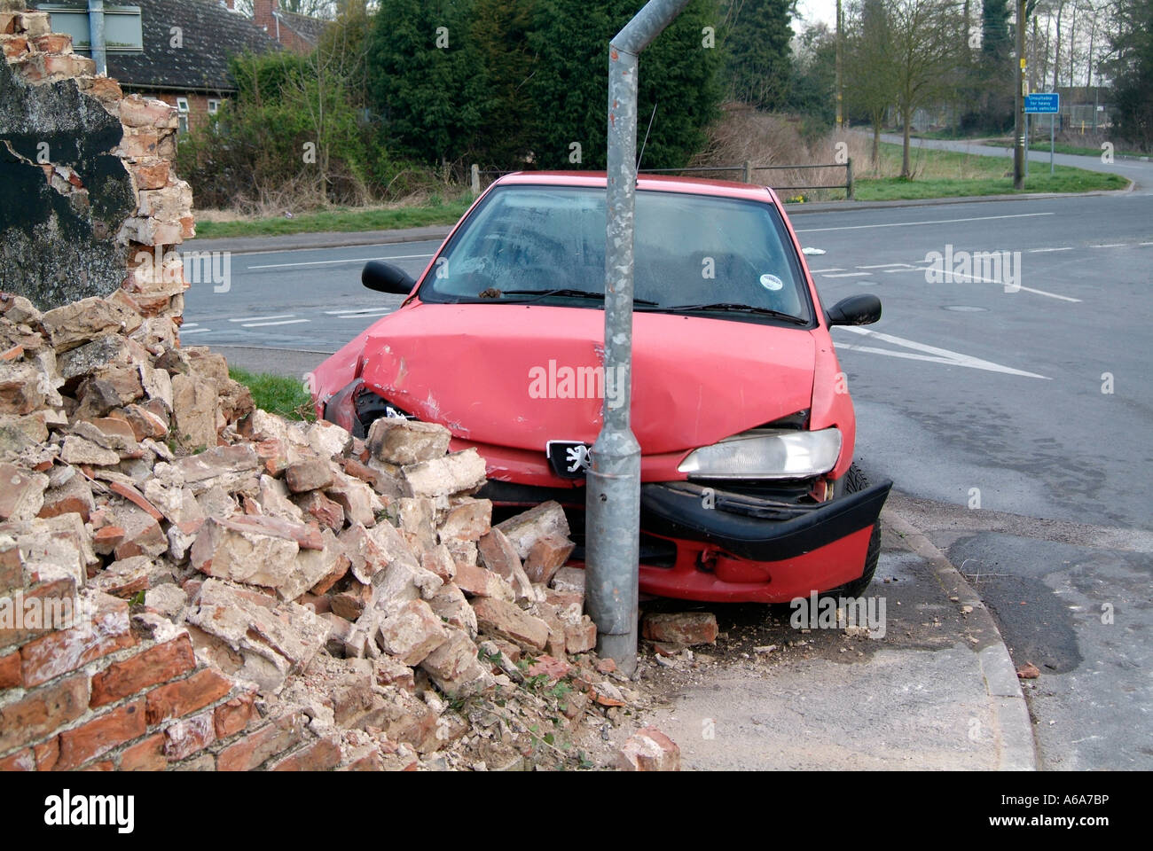 Car crash wall rta, road, traffic, accident, drink drive Stock Photo ...