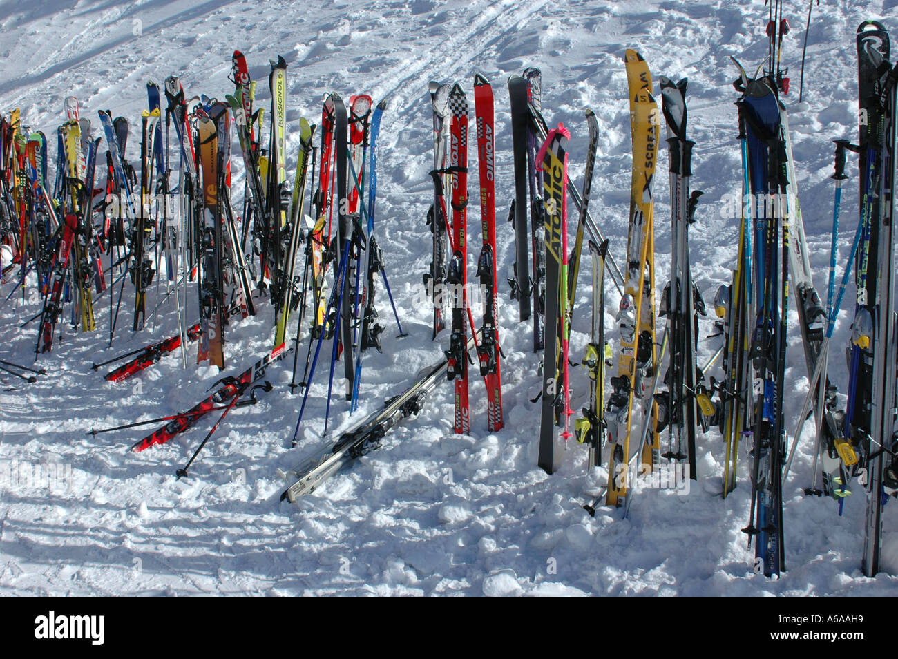 skiis in Austrian ski resort Stock Photo - Alamy