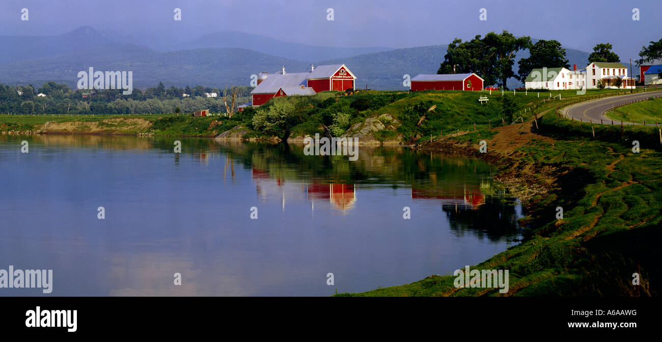 Dairy Farm along the Connecticut River near Wells River in Vermont seen ...