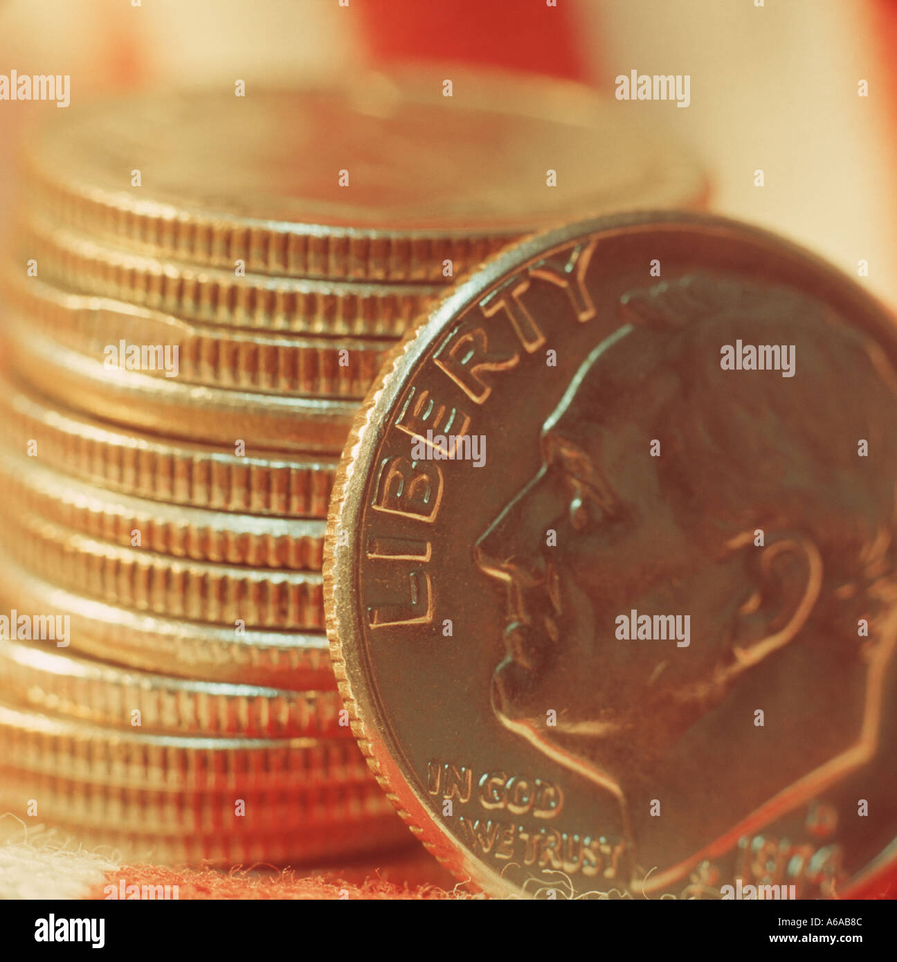 stack of dime coins closeup Stock Photo - Alamy