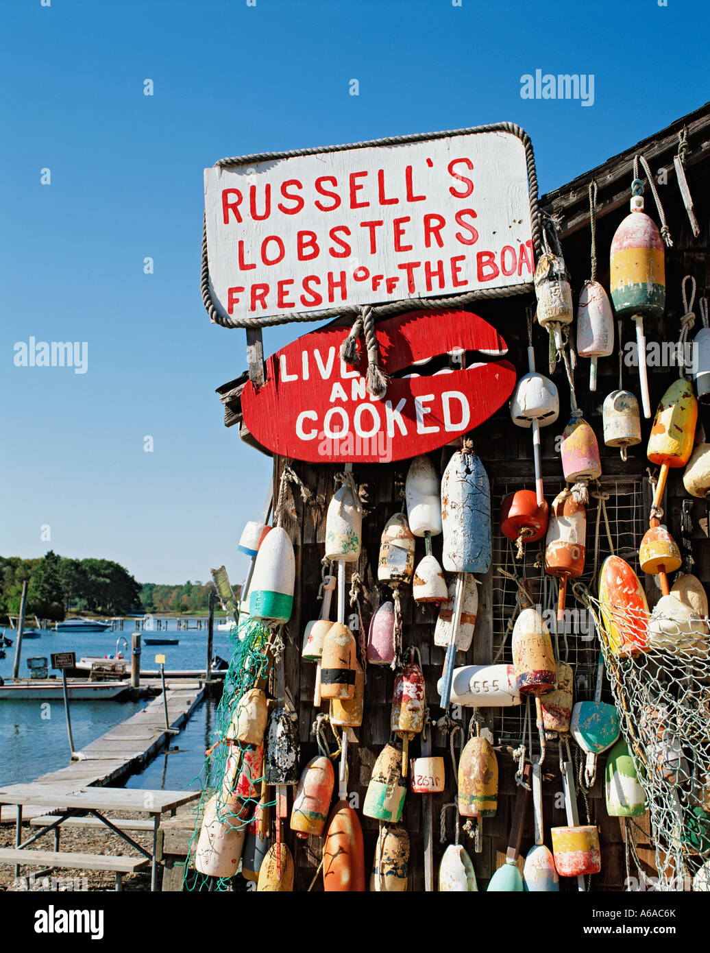 USA MAINE CAPE NEDDICK LOBSTER SHACK BUOYS Stock Photo - Alamy