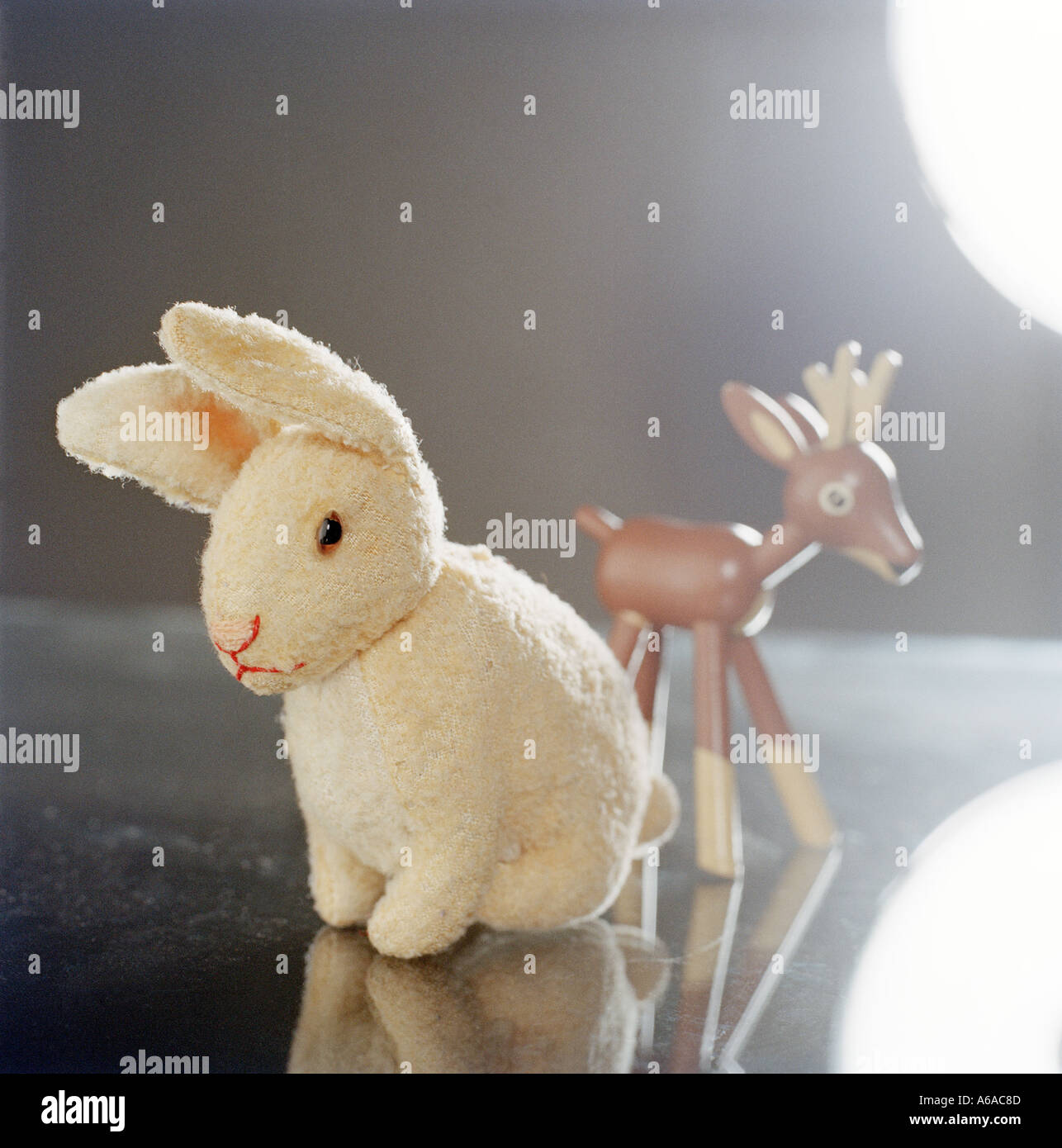 Cosy rabbit and his friend roe deer Stock Photo - Alamy