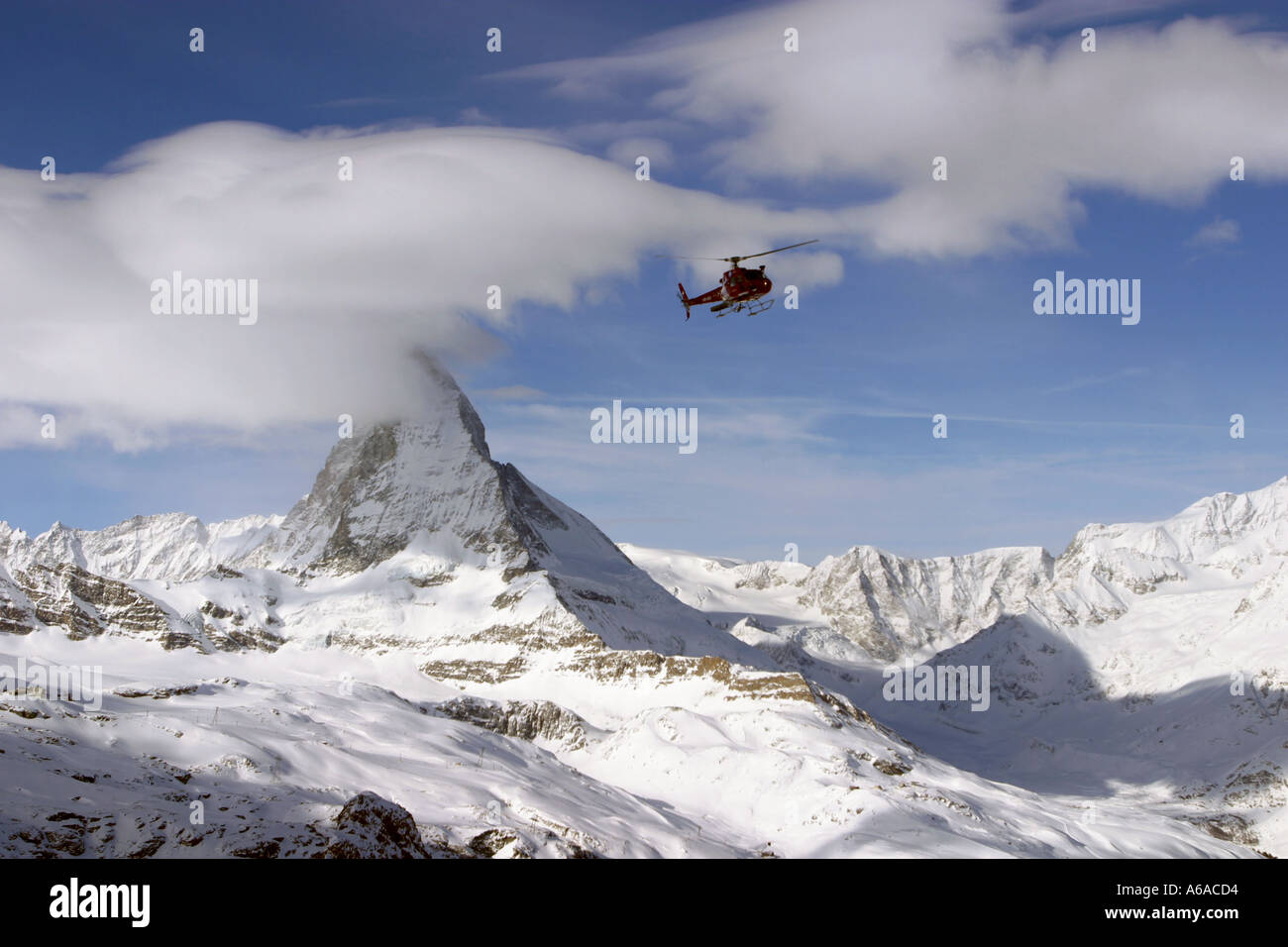 Matterhorn helicopter Zermatt Switzerland Stock Photo - Alamy