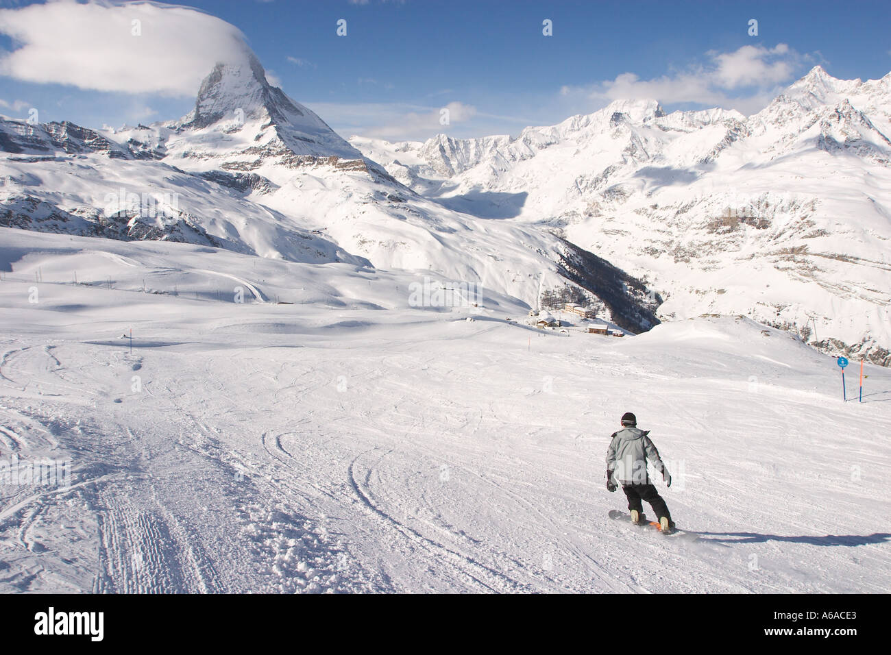 Snowboarder Matterhorn Zermatt Switzerland Stock Photo - Alamy