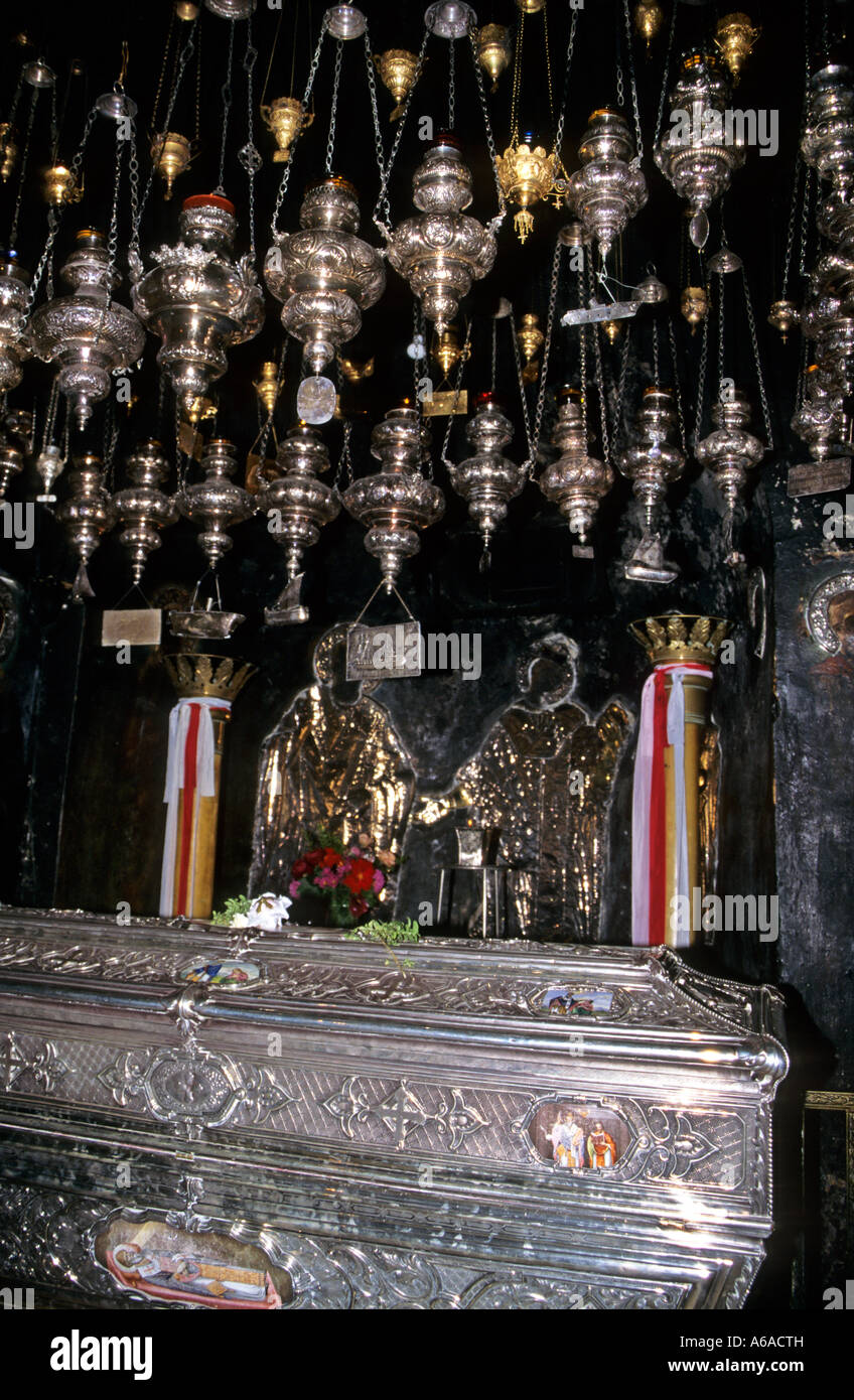 GREECE IONIAN CORFU TOWN THE CASKET CONTAINING THE EMBALMED BODY OF ...