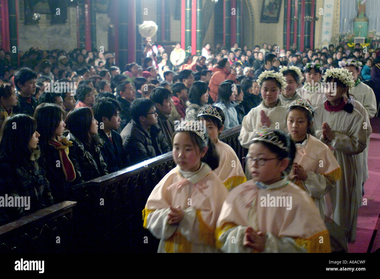 Christmas Mass at North Cathedral (Xishiku) in Beijing, China Stock ...