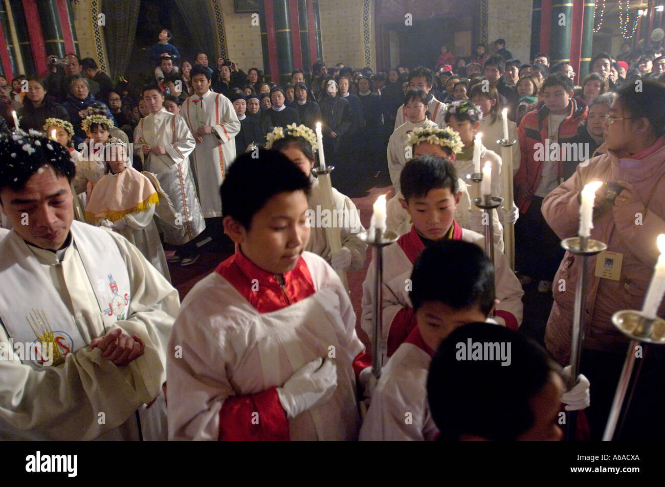 Christmas Mass at North Cathedral (Xishiku) in Beijing, China Stock ...