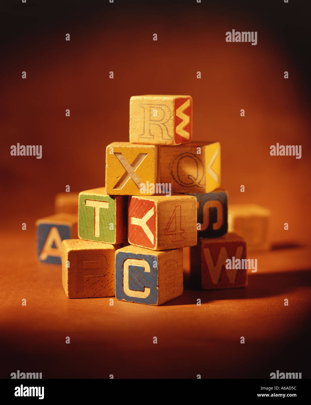 Still life of child's wooden blocks Stock Photo - Alamy