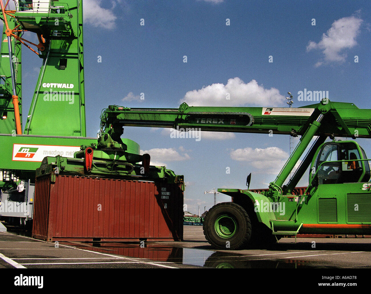 container traffic in port Stock Photo - Alamy