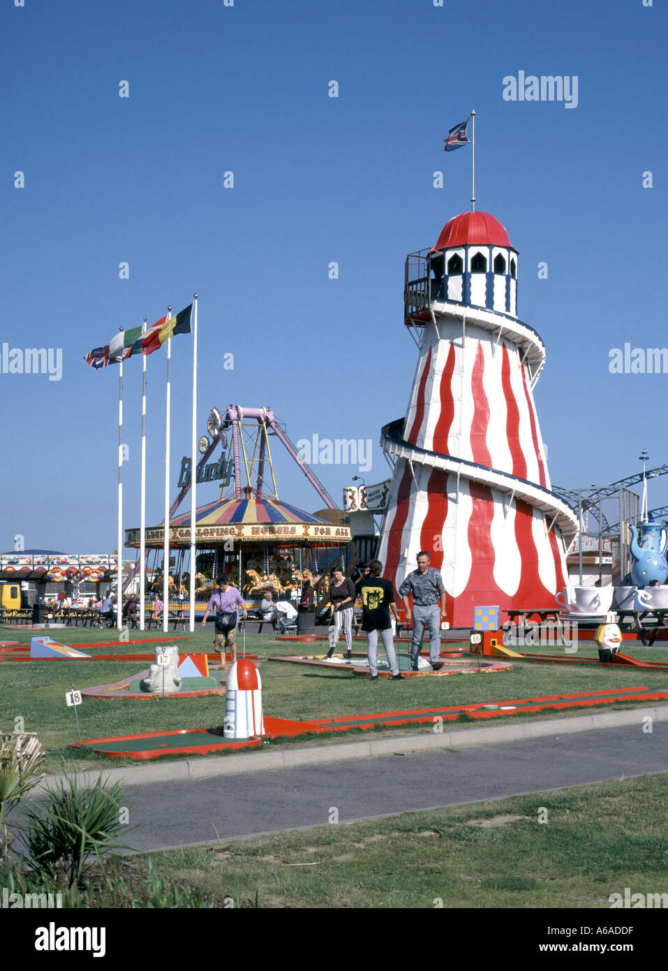 Helter Skelter and crazy golf at Leisure Park fairground archival ...