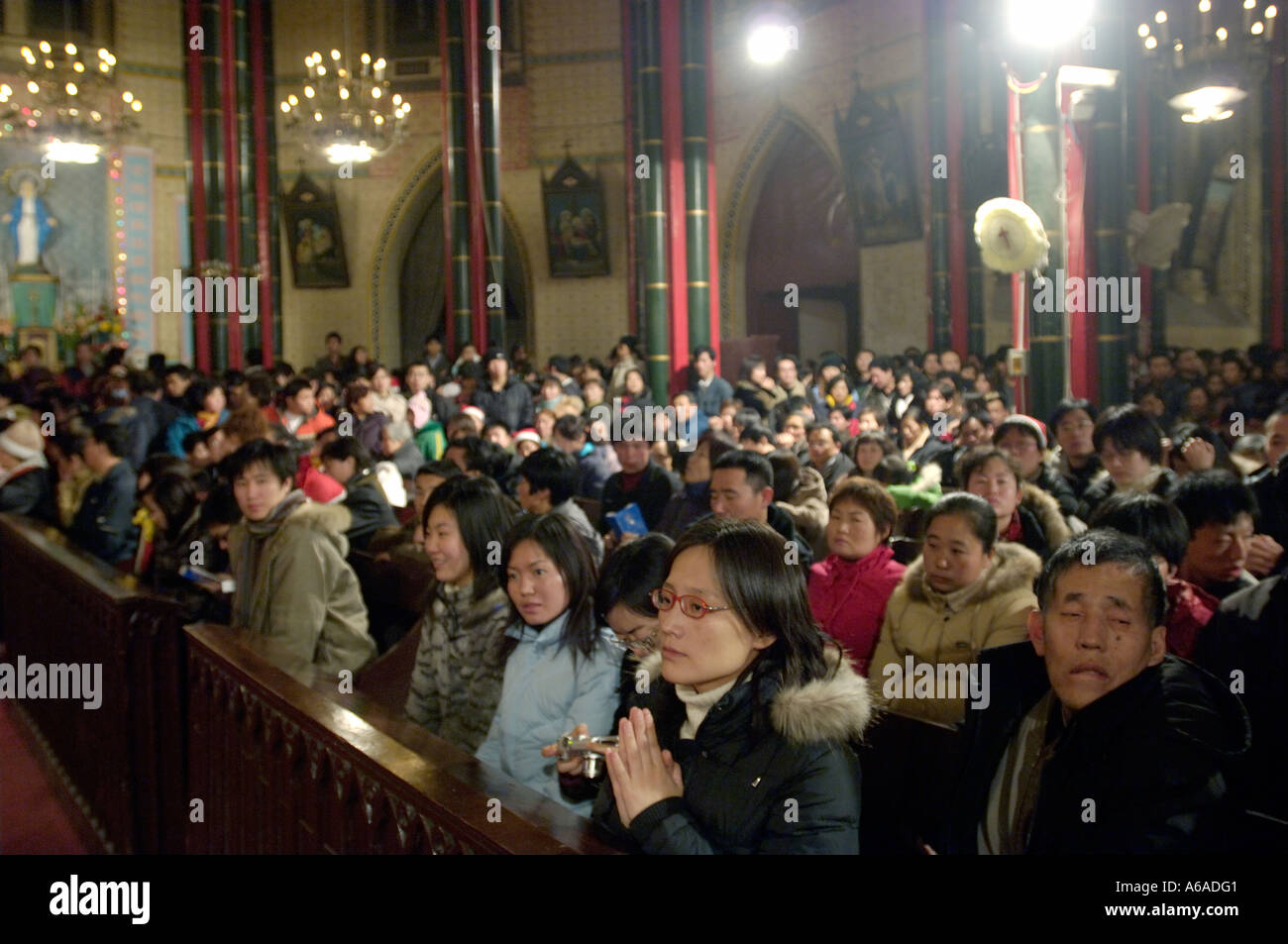 Christmas Mass at North Cathedral (Xishiku) in Beijing, China Stock ...