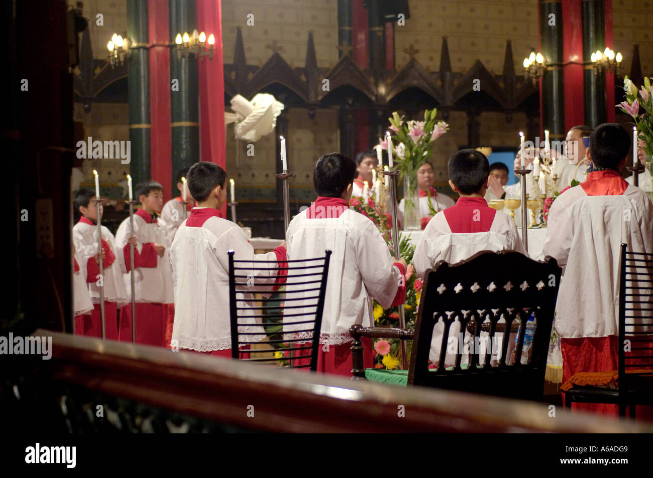 Christmas Mass at North Cathedral (Xishiku) in Beijing, China Stock ...