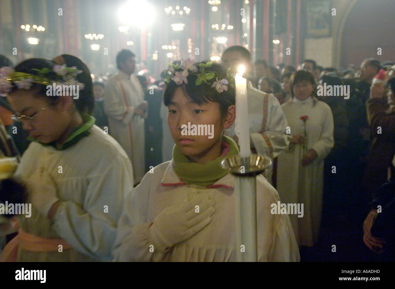 Christmas Mass at North Cathedral (Xishiku) in Beijing, China Stock ...