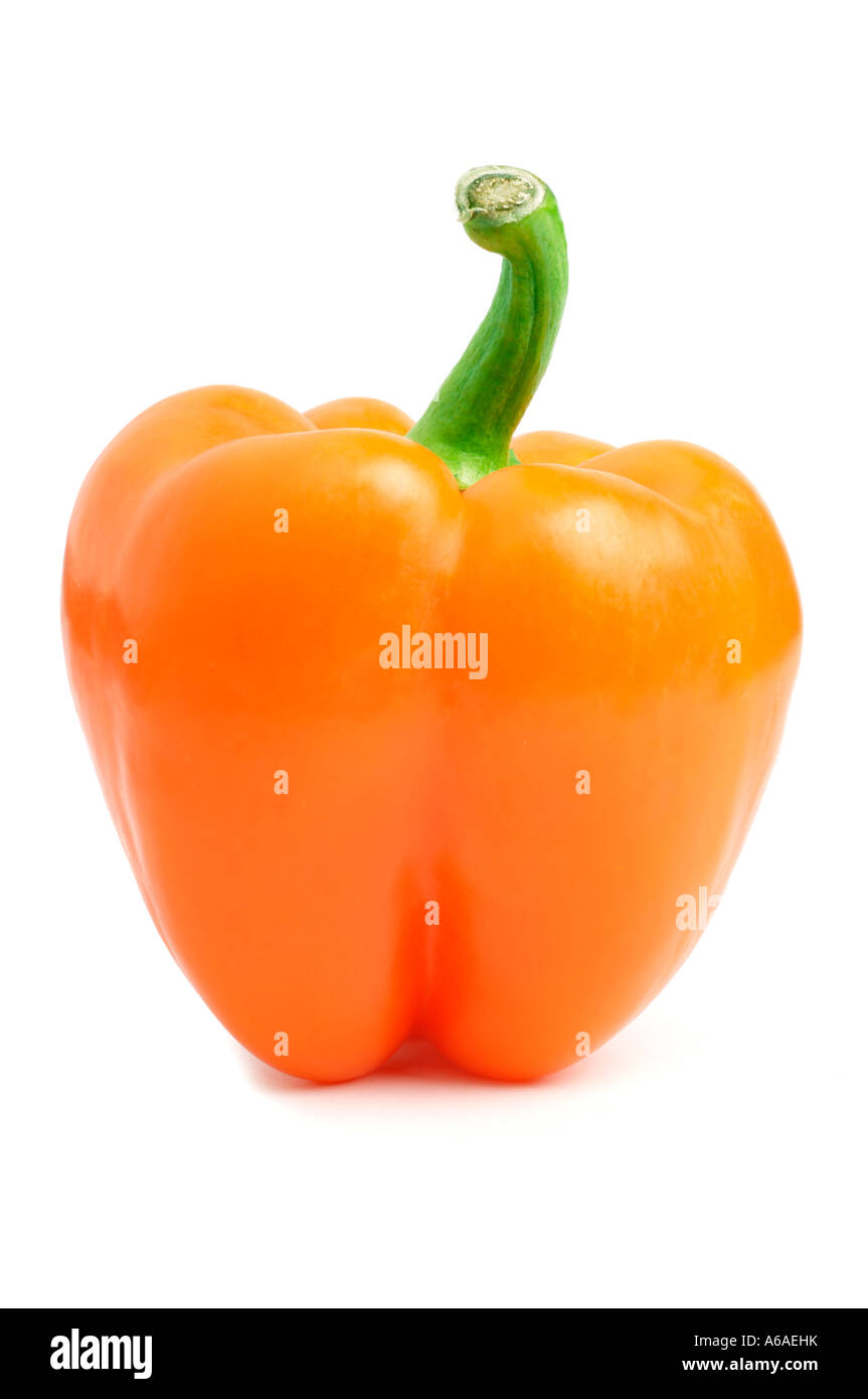 Orange Sweet Pepper on white background Stock Photo - Alamy