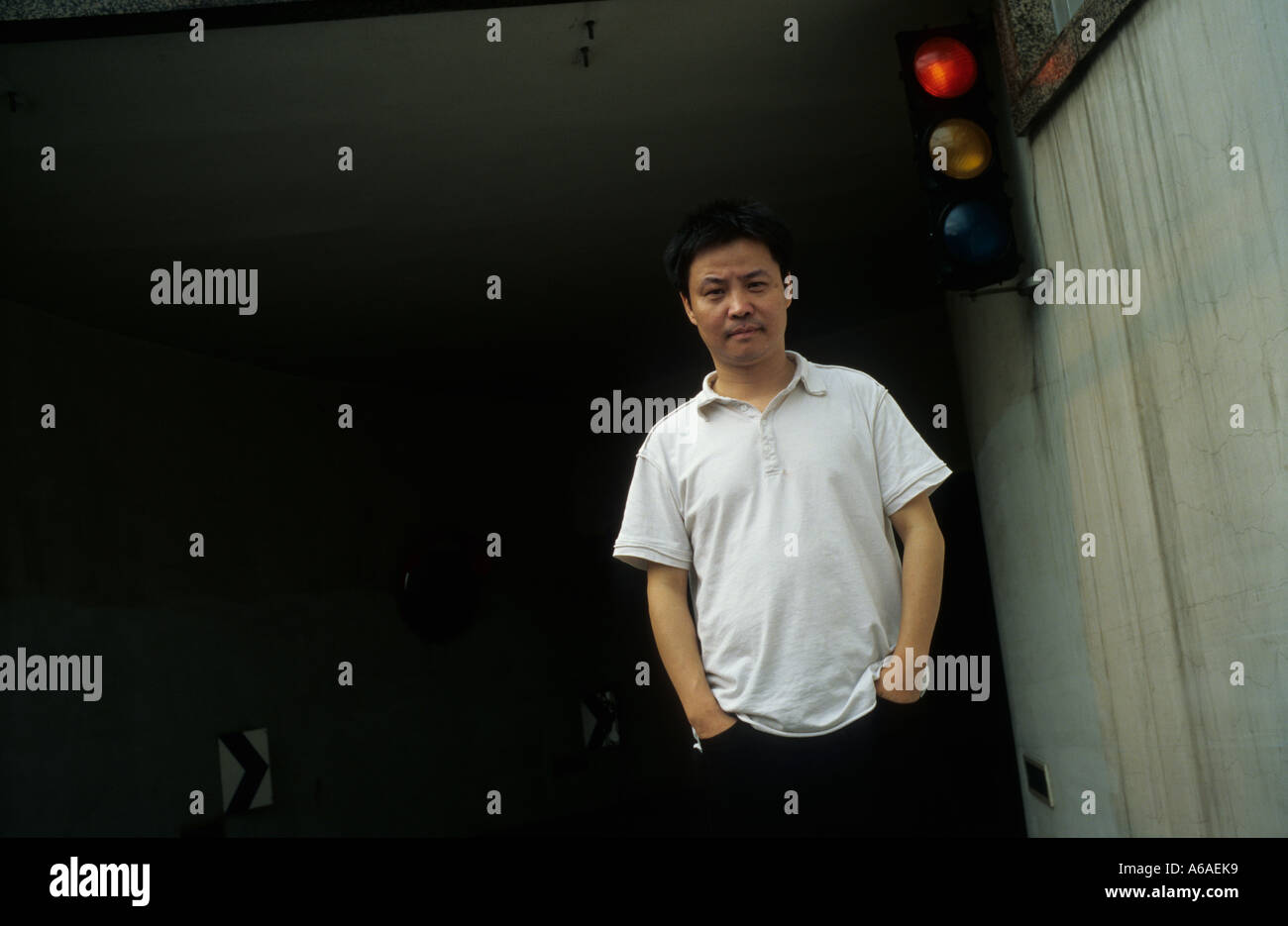 Yu Hua Chinese novelist poses in Beijing China Aug 14 2005 Stock Photo ...