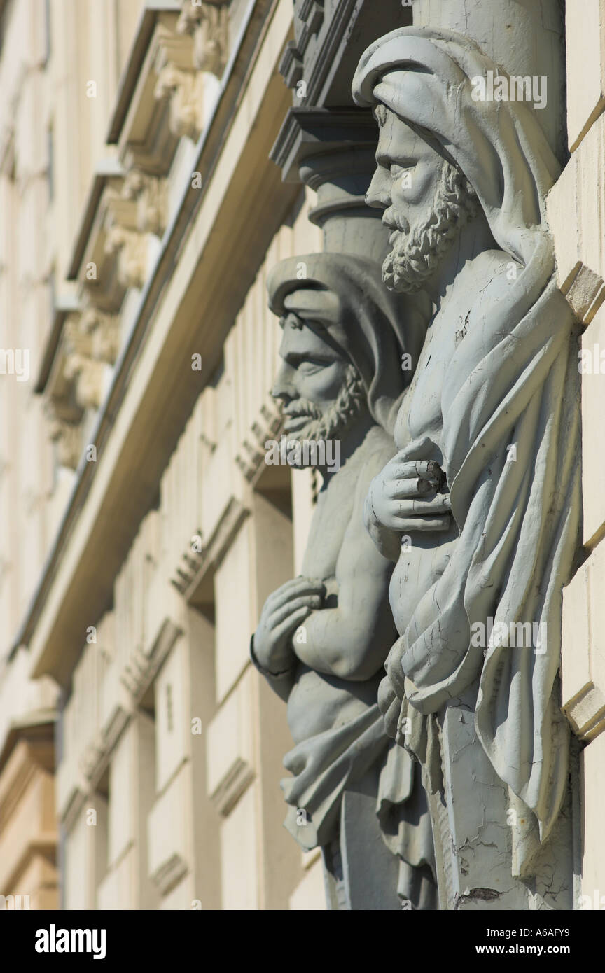 Statues at entrance of residential building. Gothenburg, Sweden Stock ...
