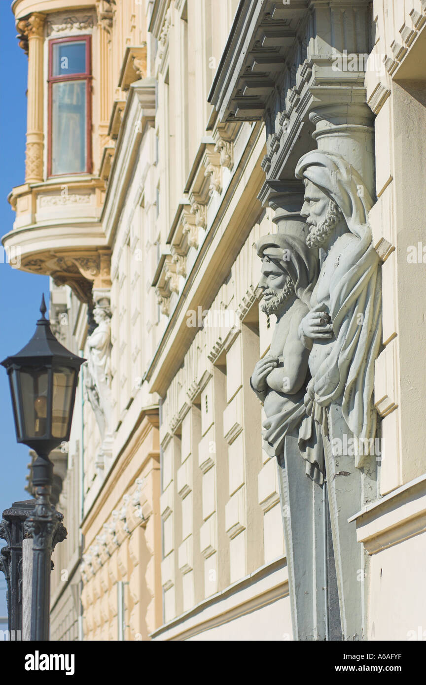 Statues at entrance of residential building. Gothenburg, Sweden Stock ...