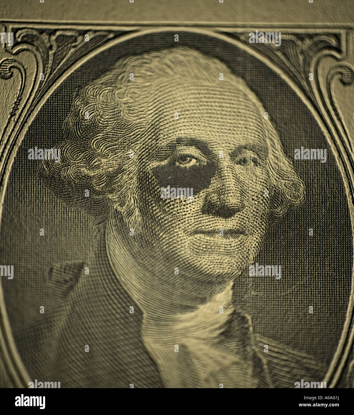 US Dollar George Washington with Black eye Stock Photo - Alamy