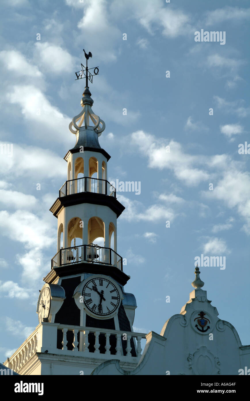 bell and clock tower on Dutch Reform Church in Swellendam western Cape ...