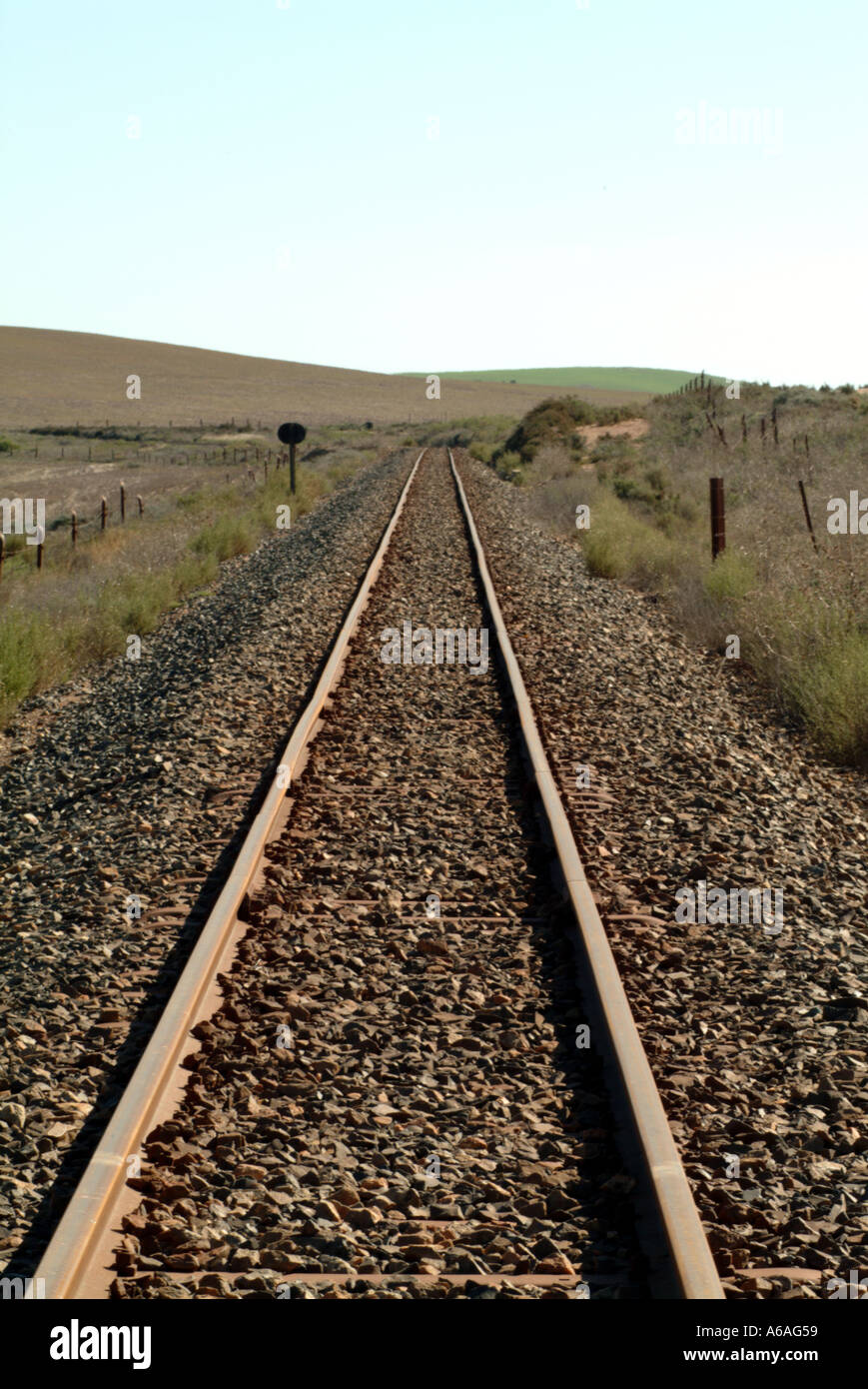 Railroad tracks converge in distance hi-res stock photography and ...