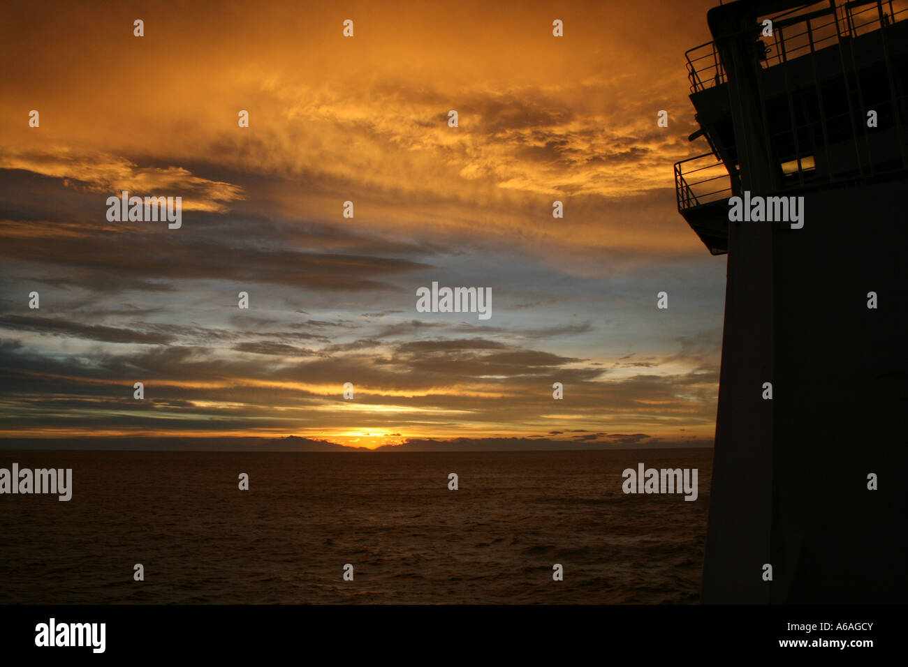 Clouds formations at sunset on the ferry crossing the Cook Straight ...