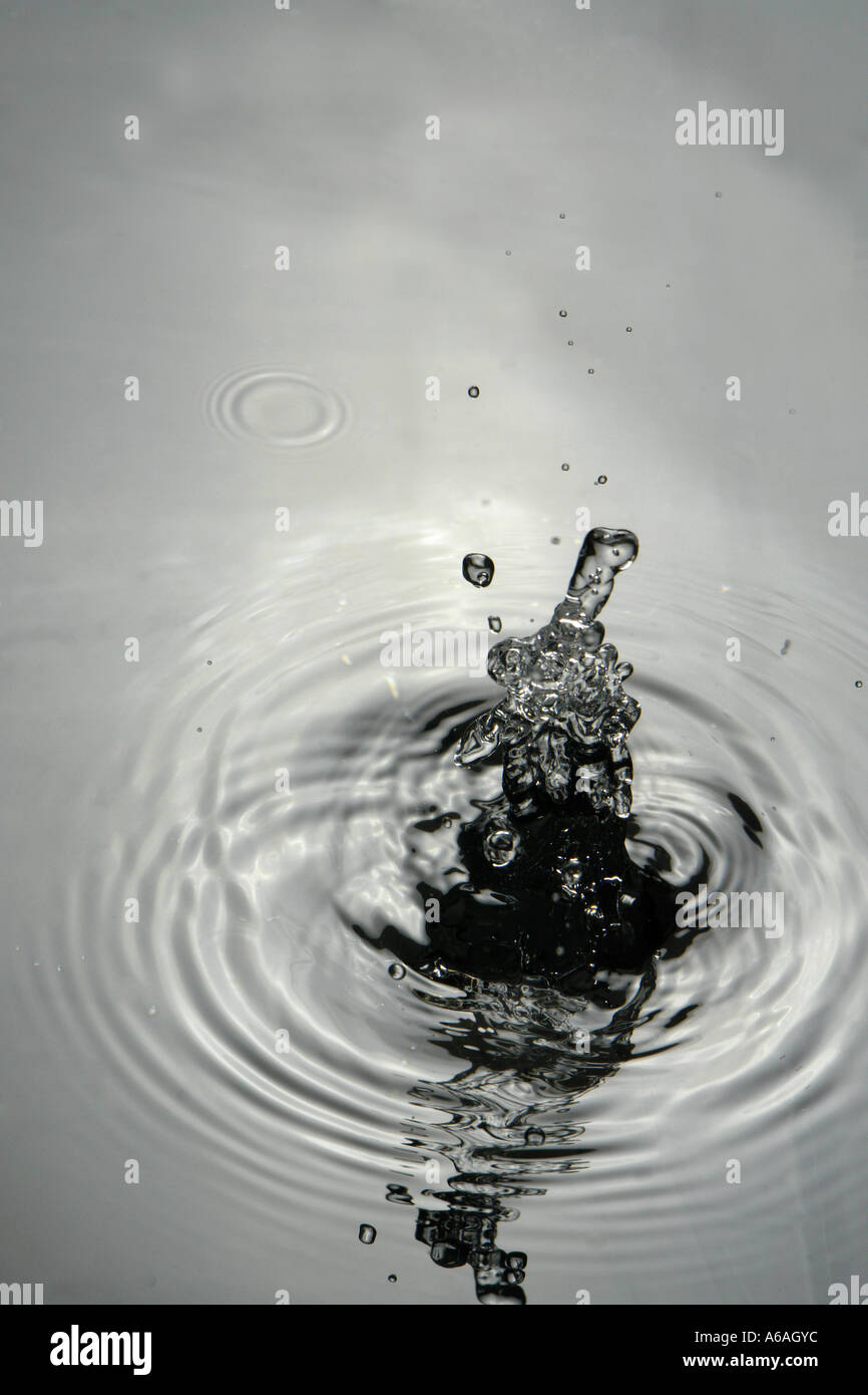 Water droplet splash with circular rings Stock Photo - Alamy