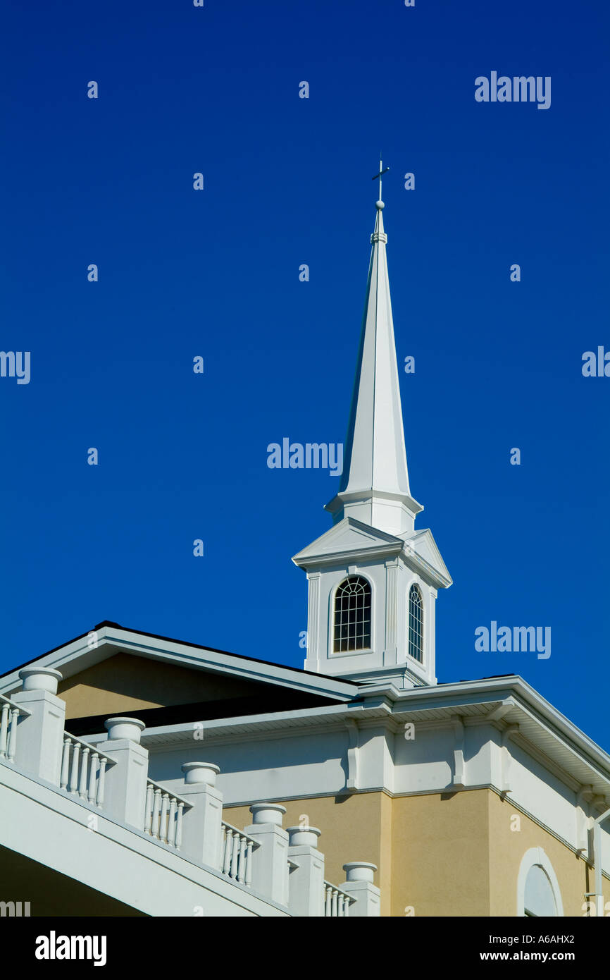 Church steeple against deep blue sky Stock Photo - Alamy