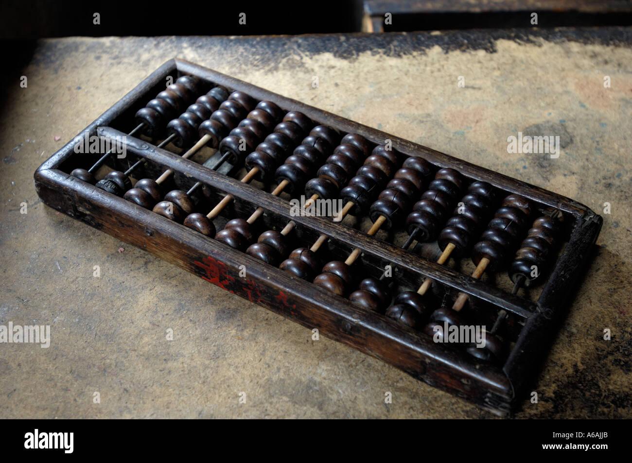 An Chinese abacus in Liukeng, a 1000 year old remote village in Jiangxi ...
