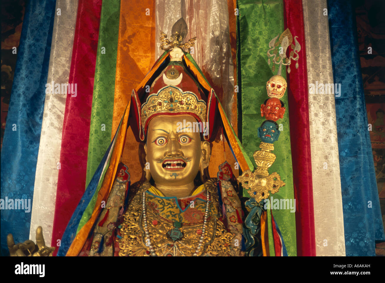 China, Samye Monastery, Guru Rinpoche, statue of monk-king from Swat in ...