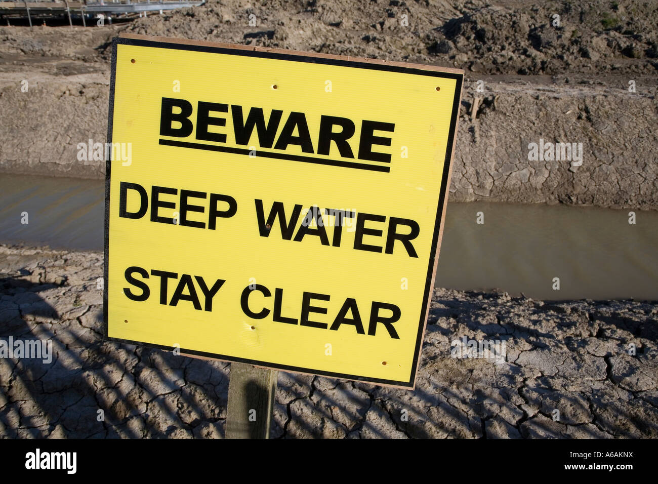 Beware deep water stay clear warning sign Newport Wales UK Stock Photo ...