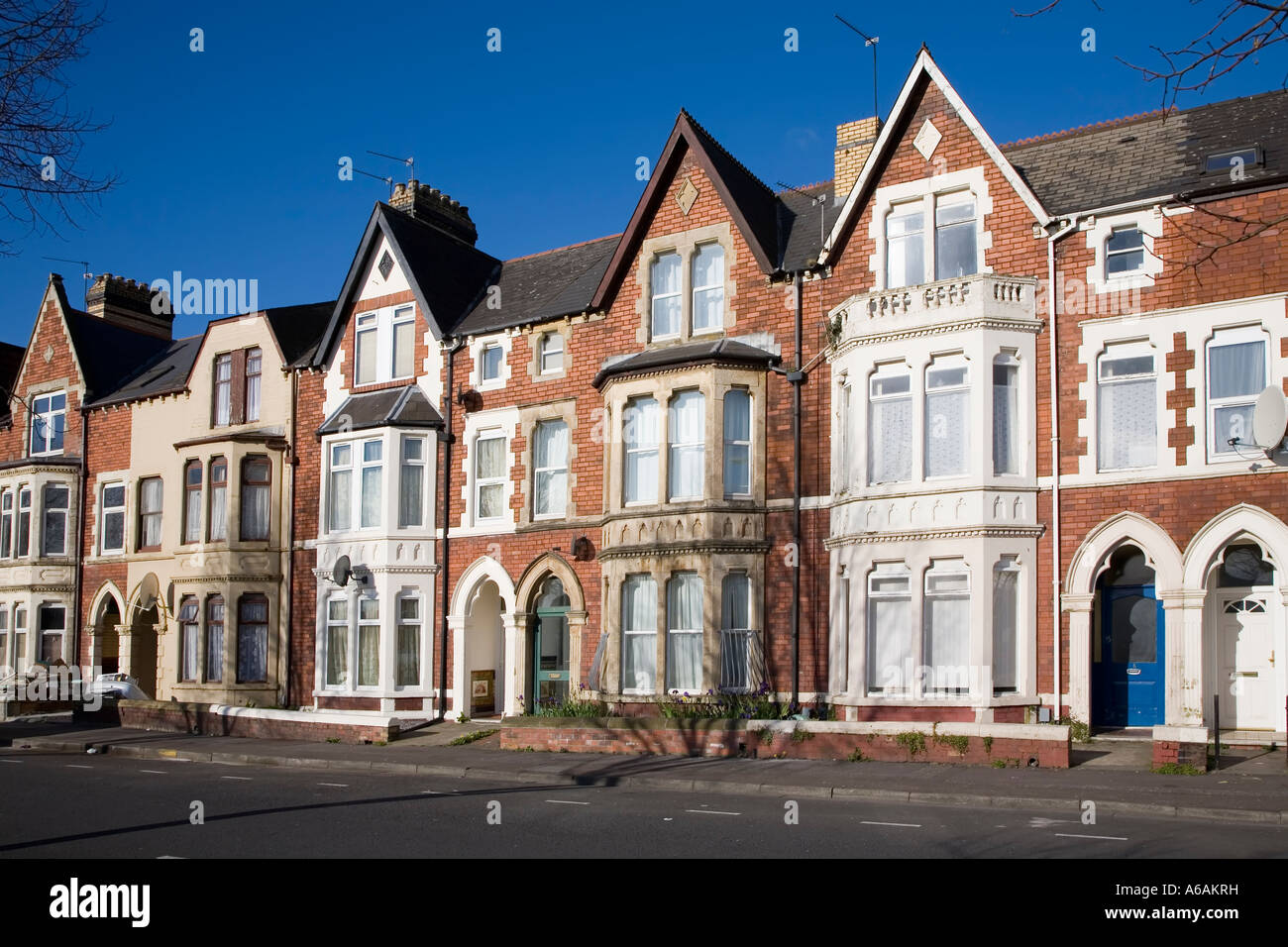 Terraced houses Cardiff Wales UK Stock Photo - Alamy